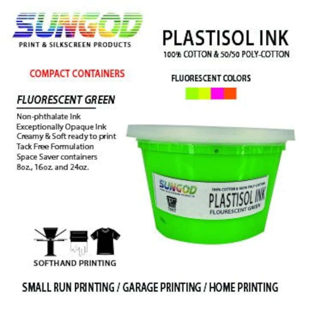 Fluorescent Green Plastisol Ink for 100% Cotton and 50/50 Cotton Blend ...