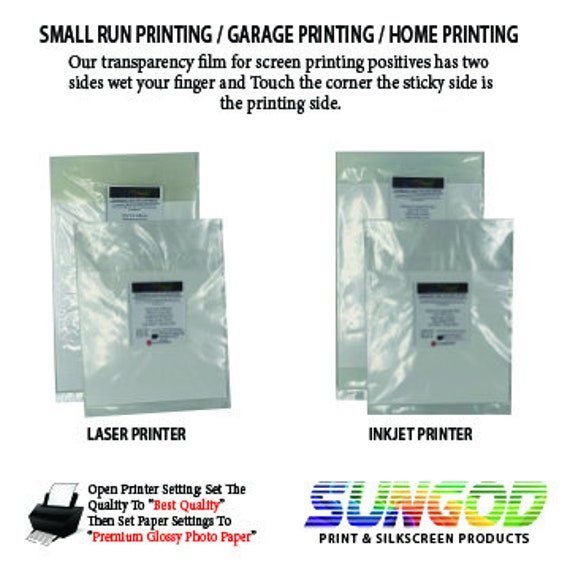 Transparency Sheets for Inkjet Printers 8.5 X 14 10 Sheets Positive Clear Film 4 Mil Film Exposure Silkscreen Printing small Shop Etsy Canada