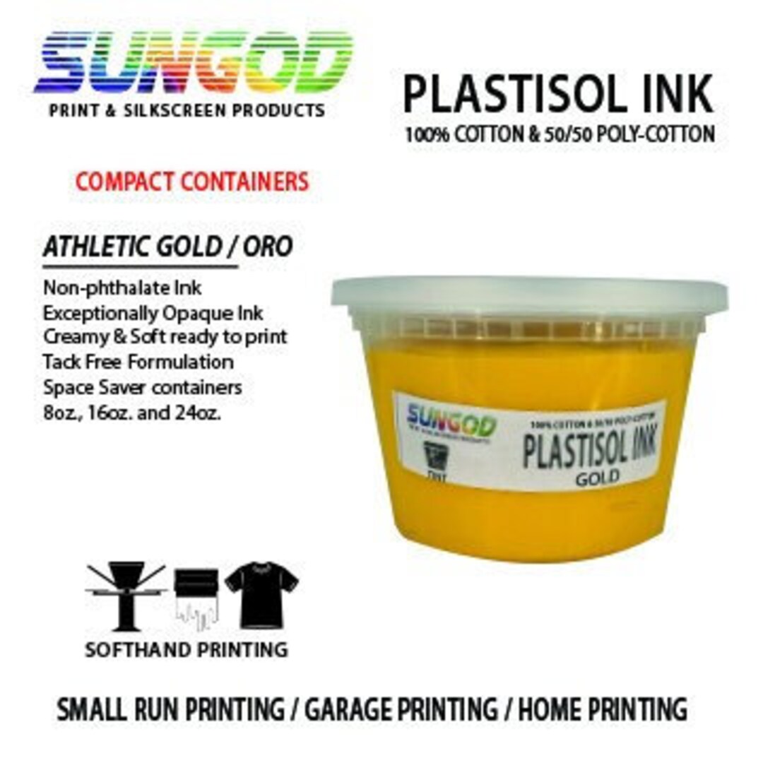 Athletic Gold Plastisol Ink for 100% Cotton & 50/50 Cotton Blend T ...