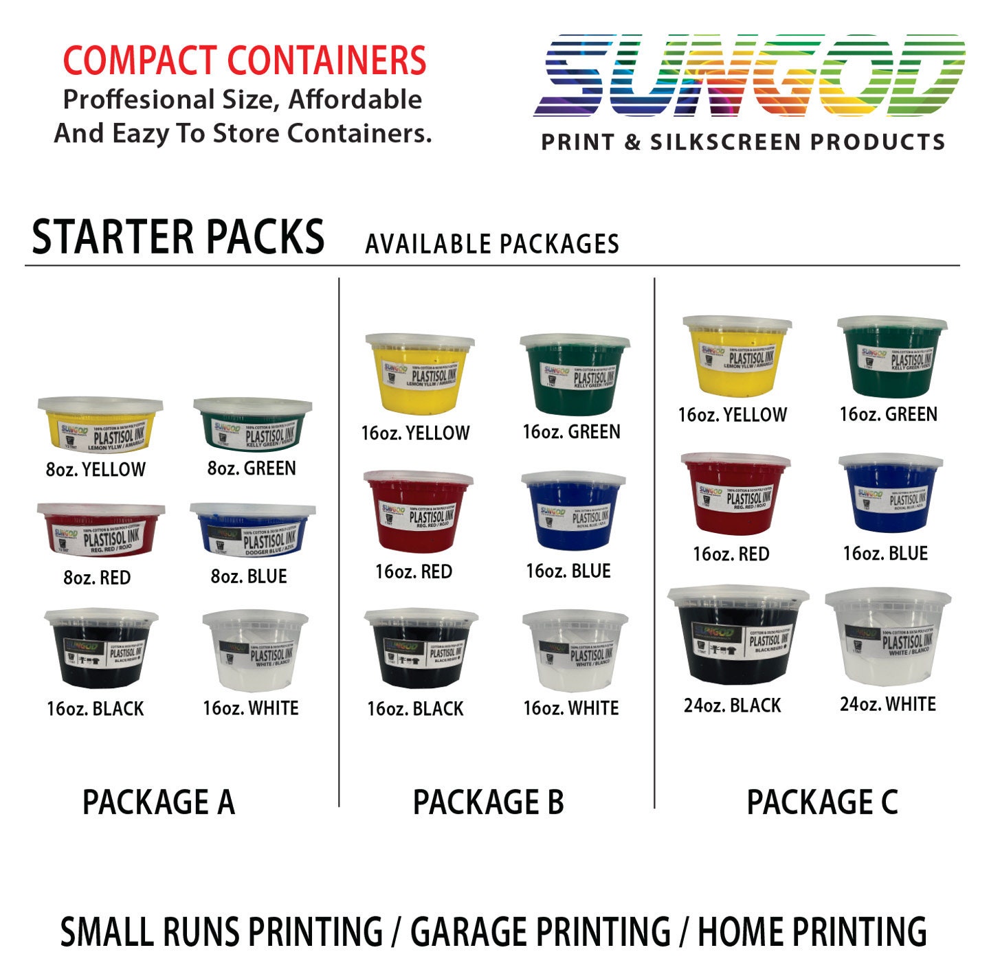 Starter Kit Plastisol Ink 6 Color Package /screen Printing / Silkscreen ...