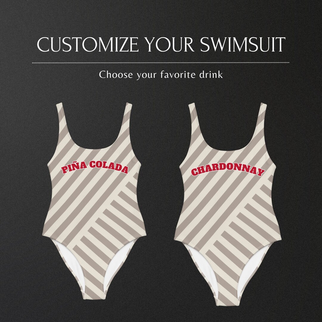 Personalized Swimsuit Cocktail Bikini Swimsuit With Text - Etsy