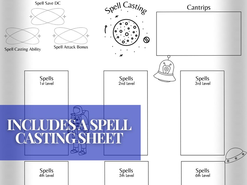 Digital Download Alien & Space Themed Dungeons and Dragons Character Coloring Sheet / Download ...