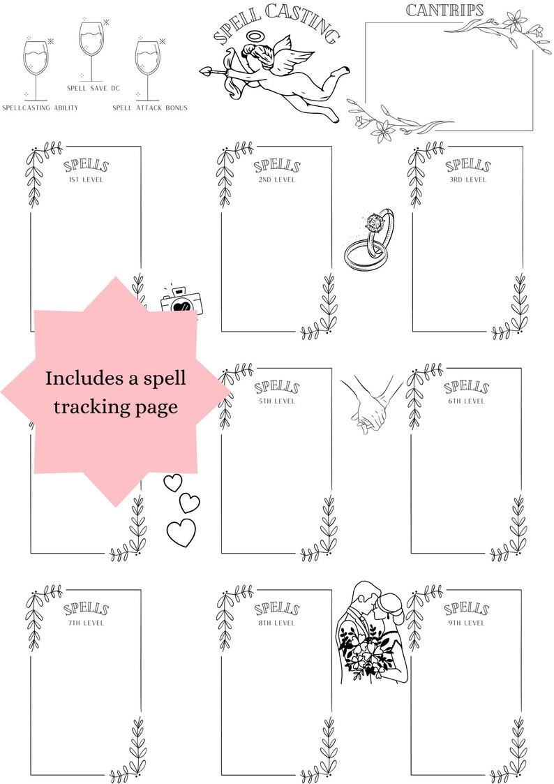 Wedding & Love-themed Dungeons and Dragons 5e Character Sheet - Etsy