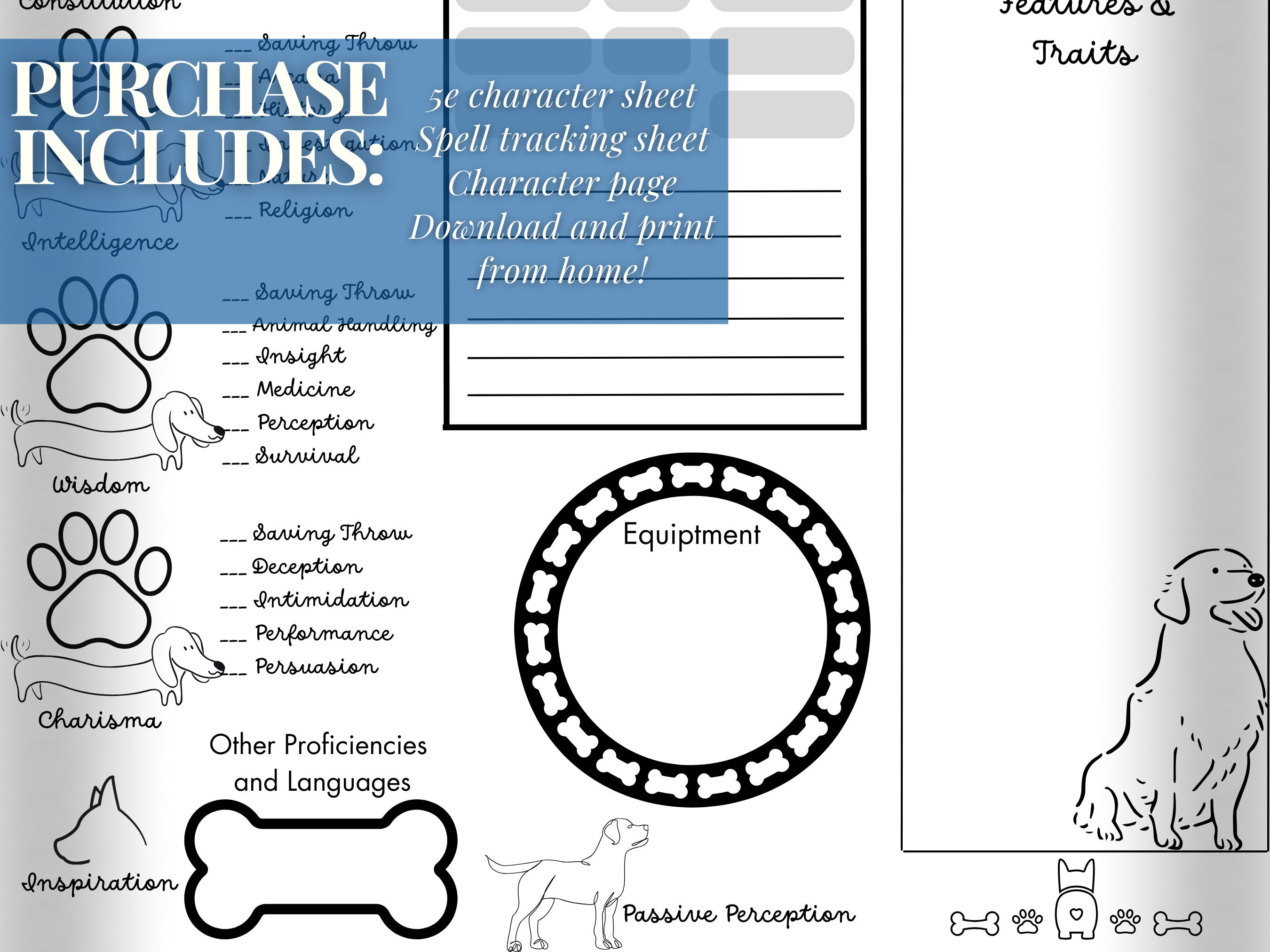 Puppy Dungeons and Dragon Character Coloring Sheet / DND Dog Themed ...