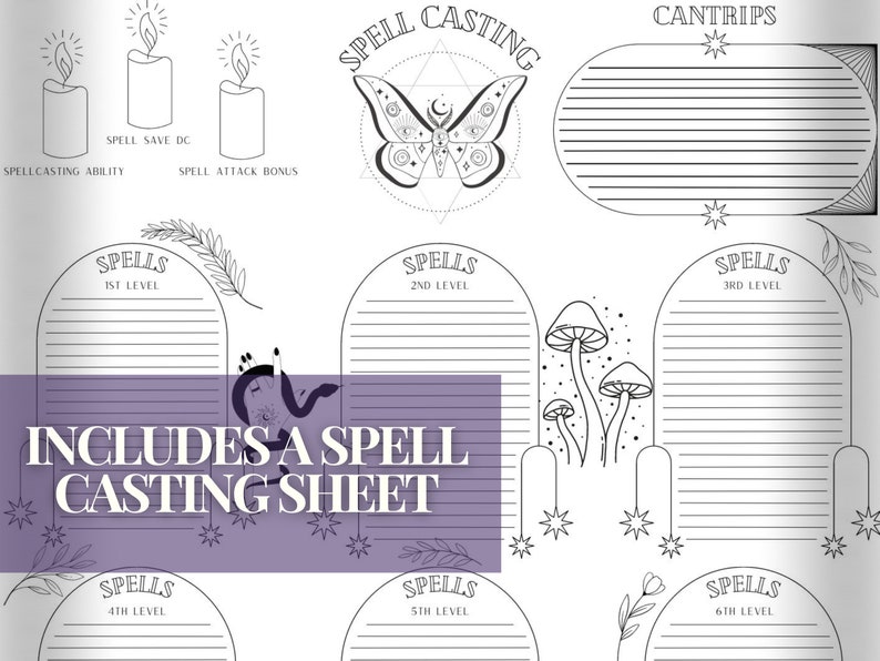 Dungeons and Dragons Downloadable Mystic Themed Character Sheet - Tarot, Witch DND 5e Sheet ...