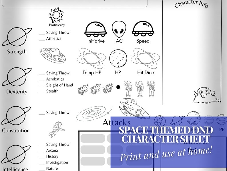 Digital Download Alien & Space Themed Dungeons and Dragons Character ...