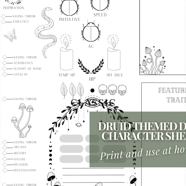 Druid Character Sheet Template - Etsy
