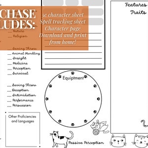 Dungeons and Dragons Cat Themed Character Coloring Sheet / Kitty DND 5e ...