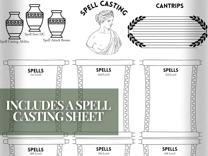 Digital Download Greek God Themed DND Sheet / Dungeons and Dragons 5e ...