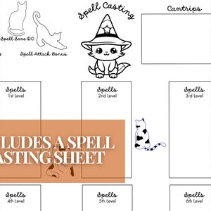 Dungeons and Dragons Cat Themed Character Coloring Sheet / Kitty DND 5e Campaign Page / Download ...