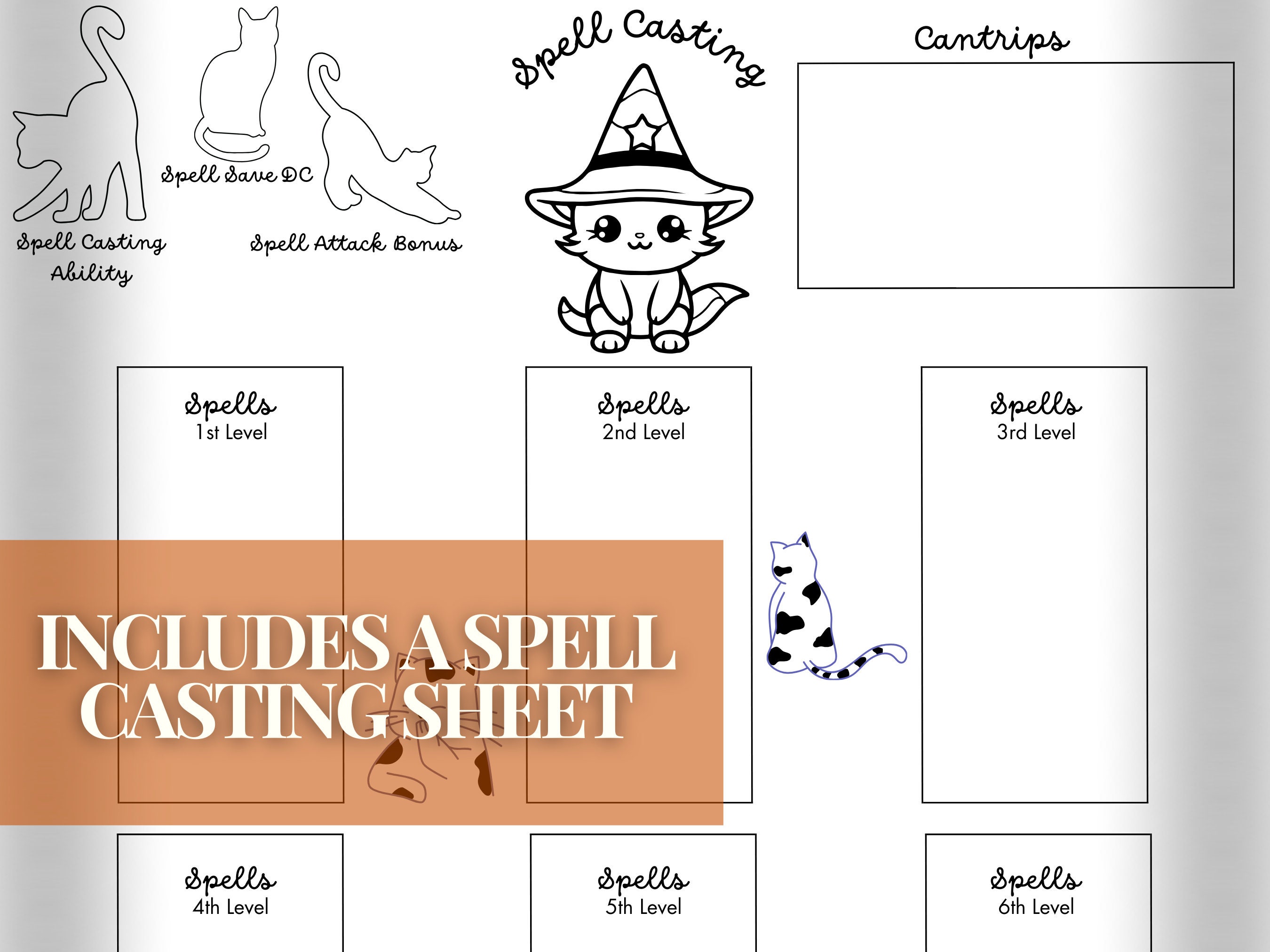 Dungeons and Dragons Cat Themed Character Coloring Sheet / Kitty DND 5e ...