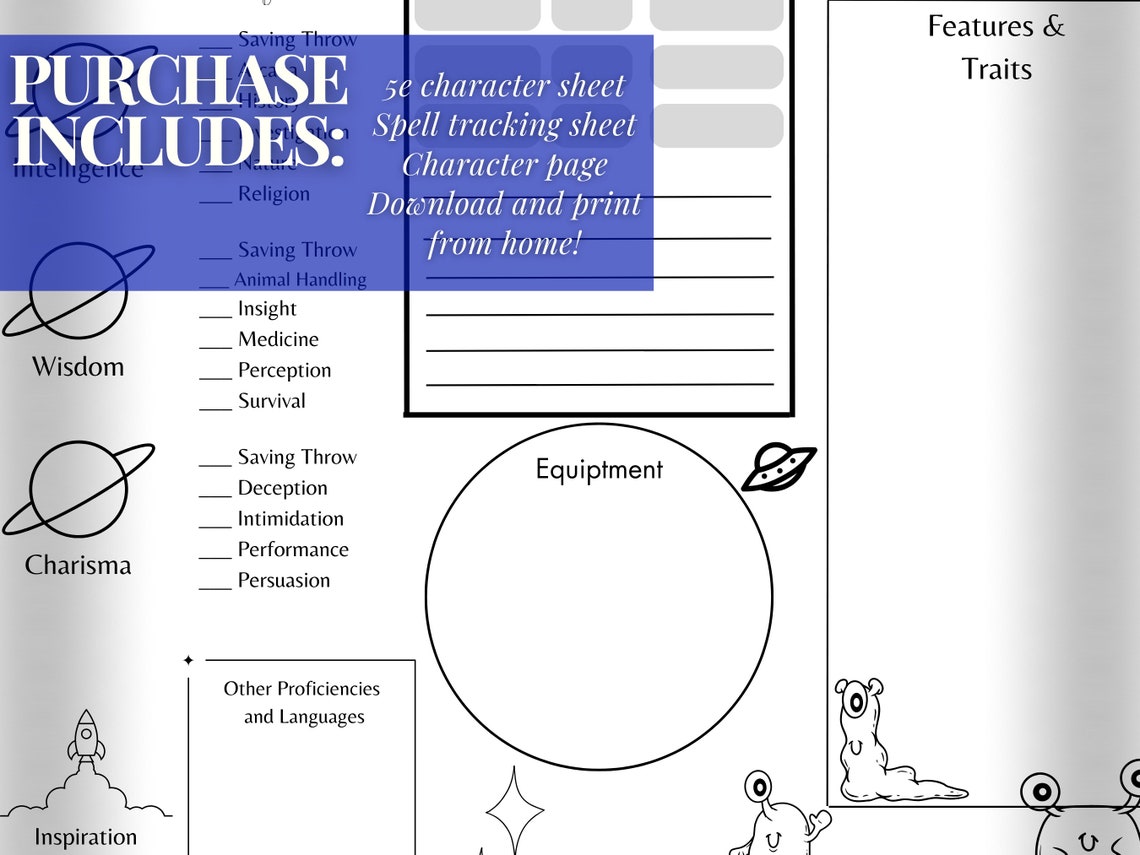 Digital Download Alien & Space Themed Dungeons and Dragons Character ...