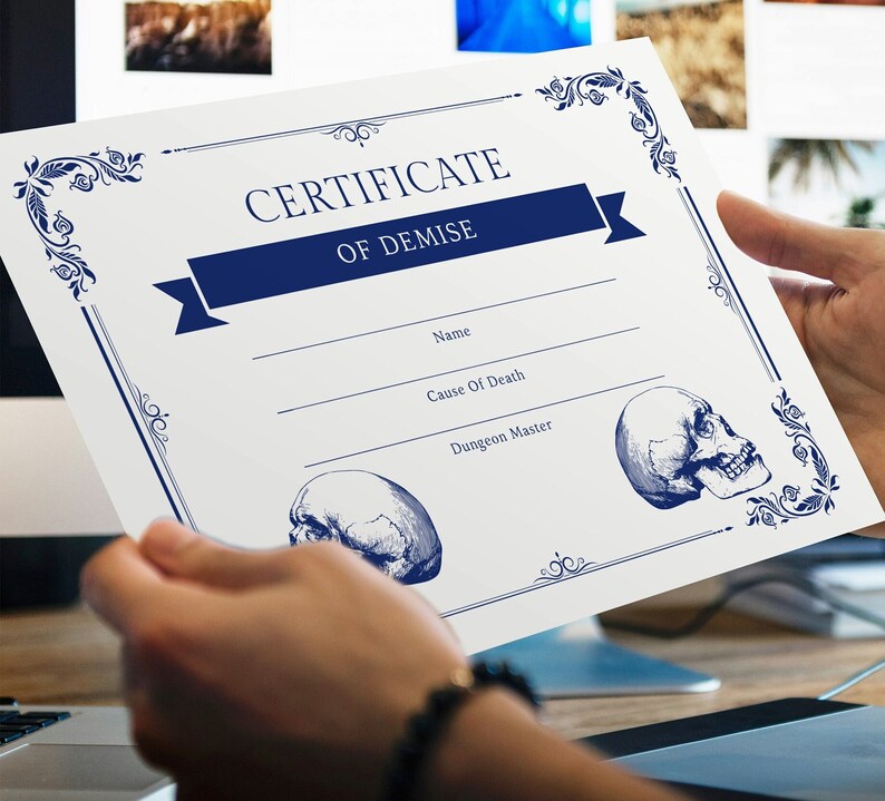Certificate of Demise - DND Character Death Certificate - Dungeons and ...