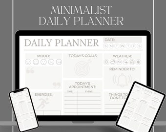 Minimalist Daily Planner Printable, Daily to Do List for Work/home ...