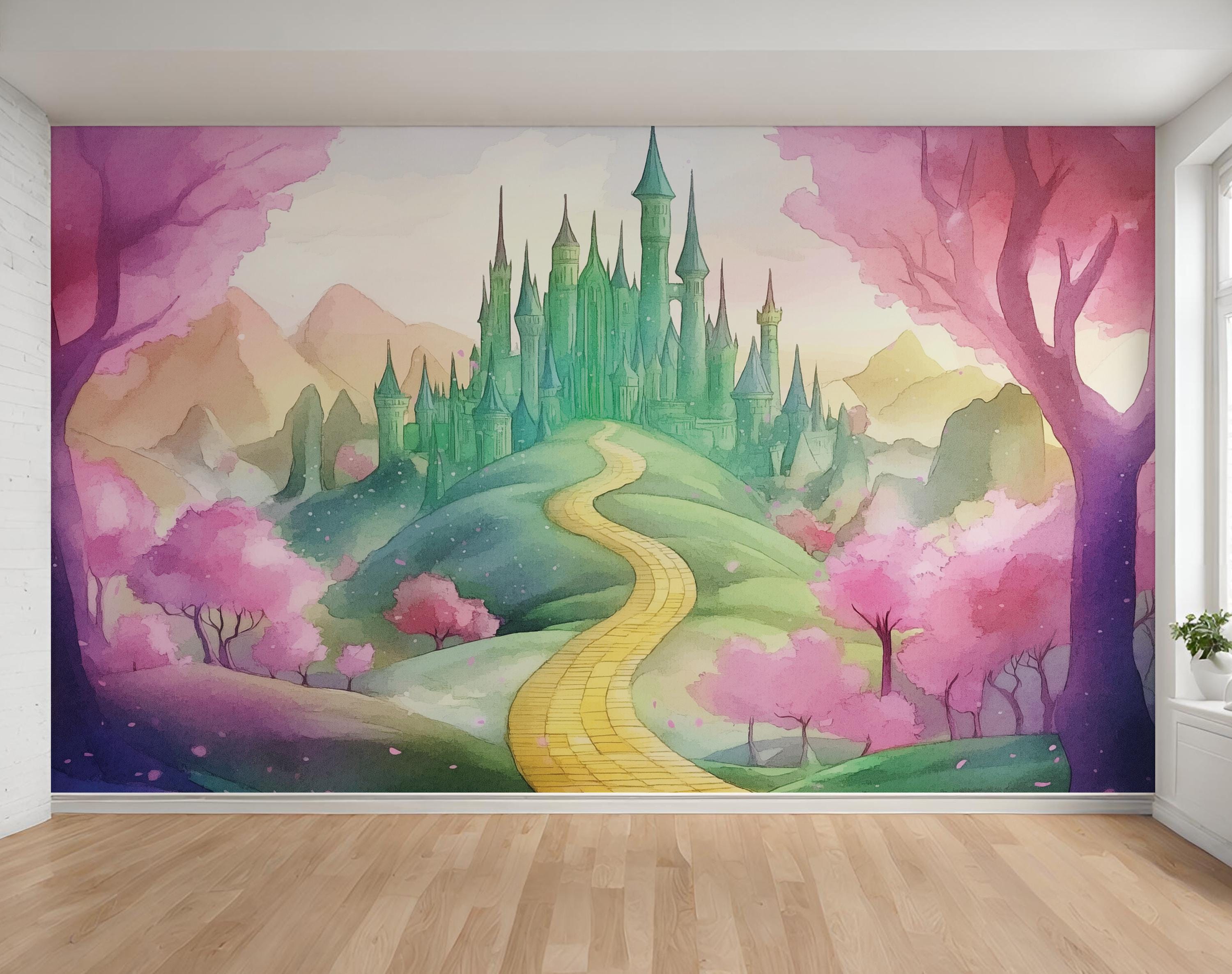 Wicked of Oz Castle Mural- Nursery Wallpaper | Children's Wall Art ...
