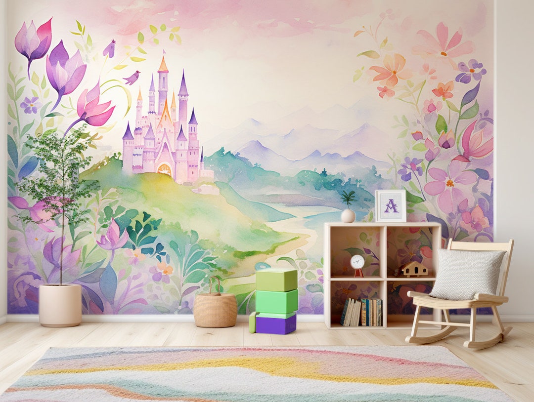 Fairytale Castle Mural- Nursery Wallpaper | Children's Wall Art ...