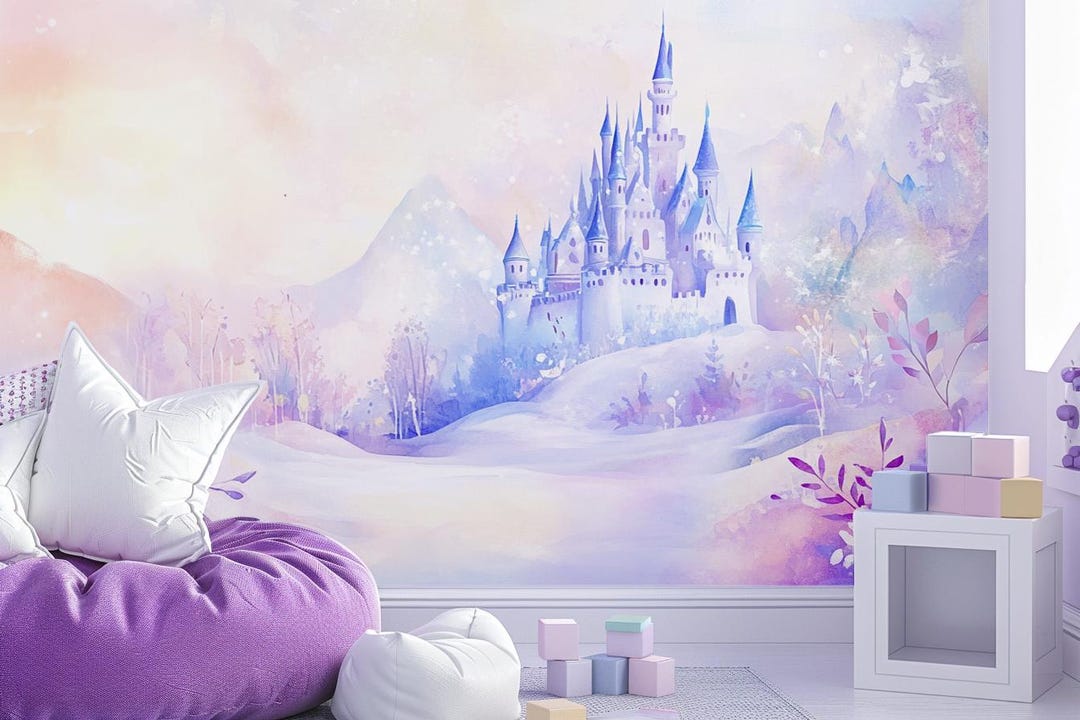 Elsa's Frozen Castle Mural Nursery Wallpaper Children's Wall Art ...