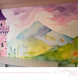 Princess Rapunzel Tower Enchanted Mural - Nursery Wallpaper | Children ...