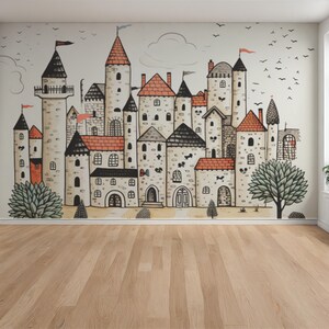 Medieval Castle Wallpaper- Nursery Castle Wallpaper | Children's Wall ...