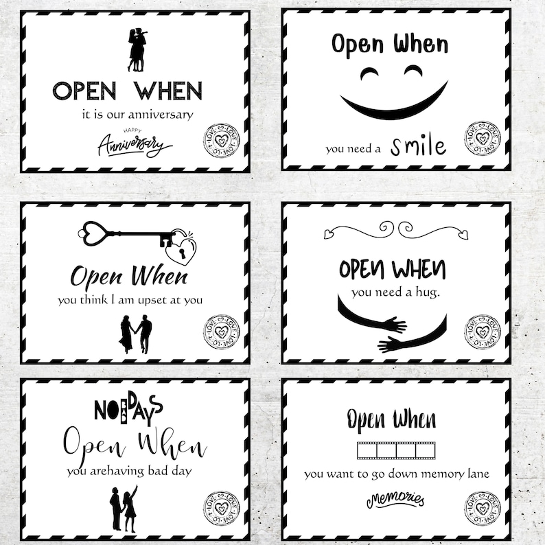 Open When Envelopes Long Distance Relationship Gift Open When Letters ...
