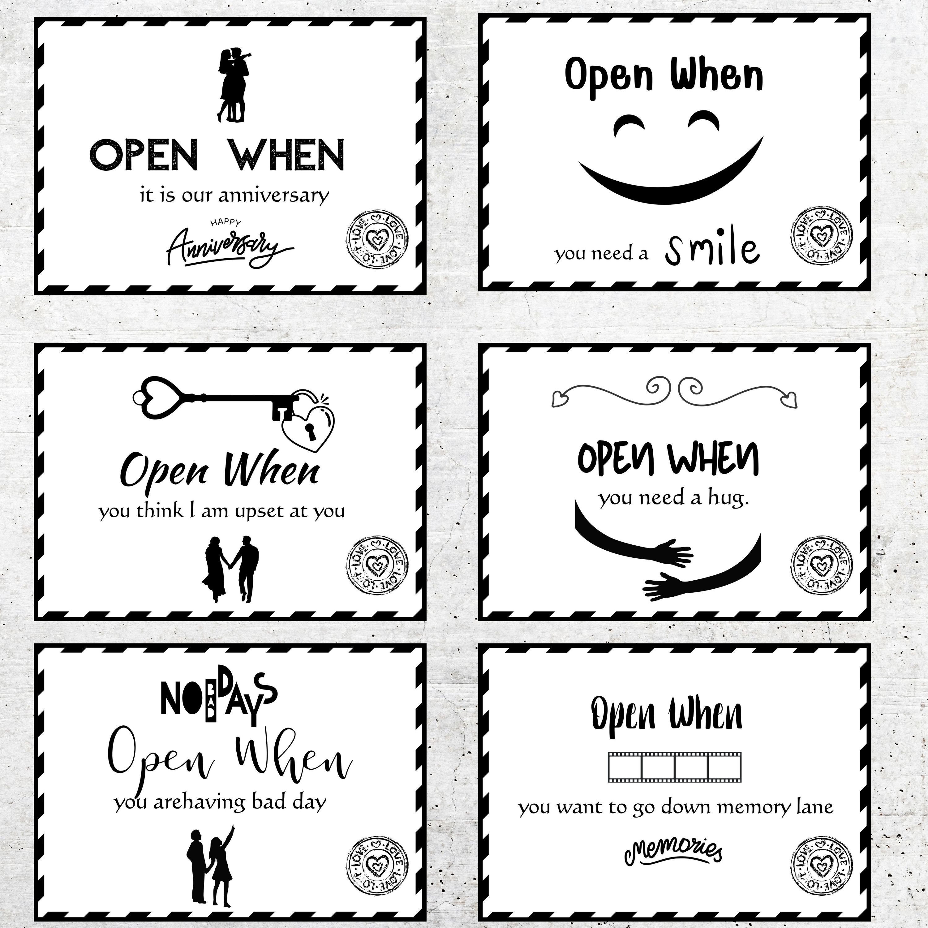 Open When Envelopes Long Distance Relationship Gift Open When Letters ...