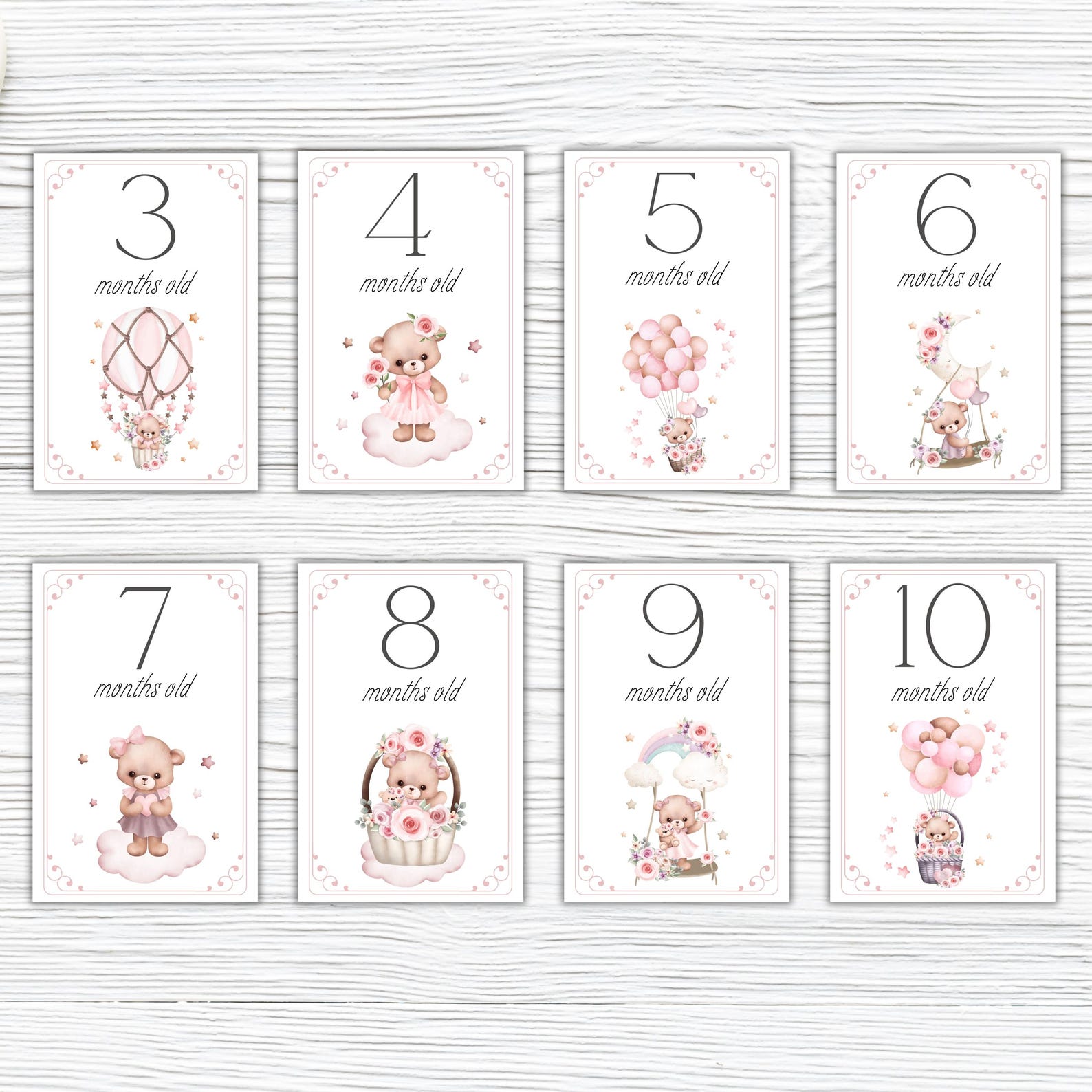 Baby Girl Milestone Card Baby Month Cards Monthly Milestone Cards New ...
