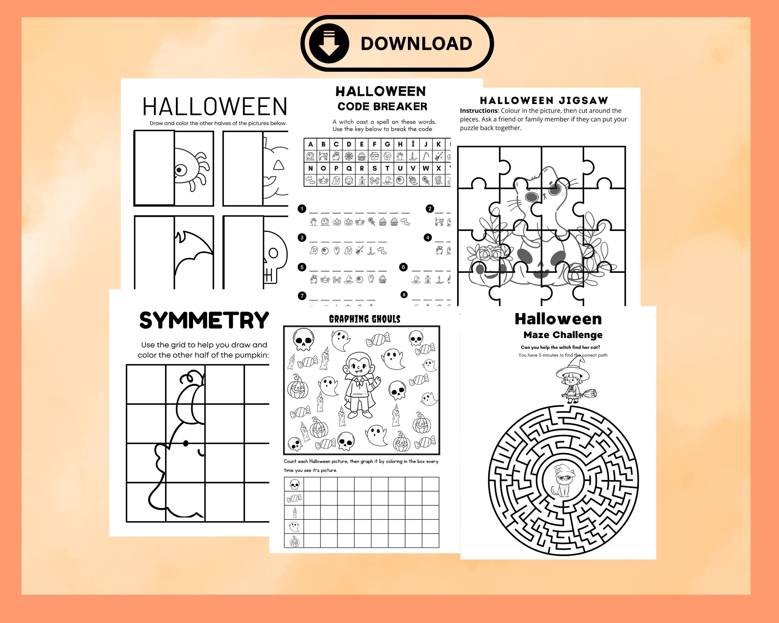 Halloween Kids Coloring Page Halloween Activity Book Halloween - Etsy