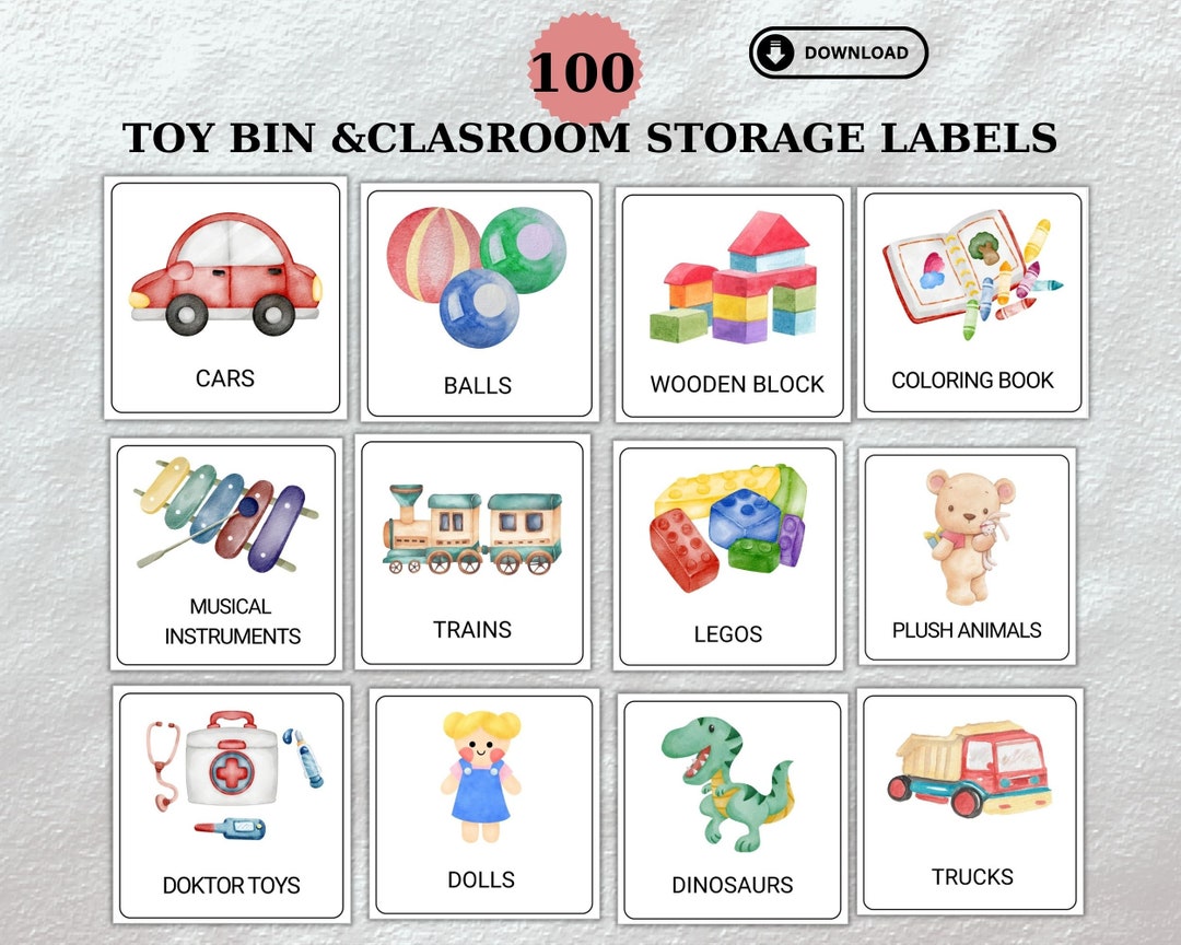 Toy Bin Storage Labels Printable Kid Room Labels Preschool Toy Storage ...