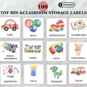 Toy Bin Storage Labels Printable Kid Room Labels Preschool Toy Storage ...
