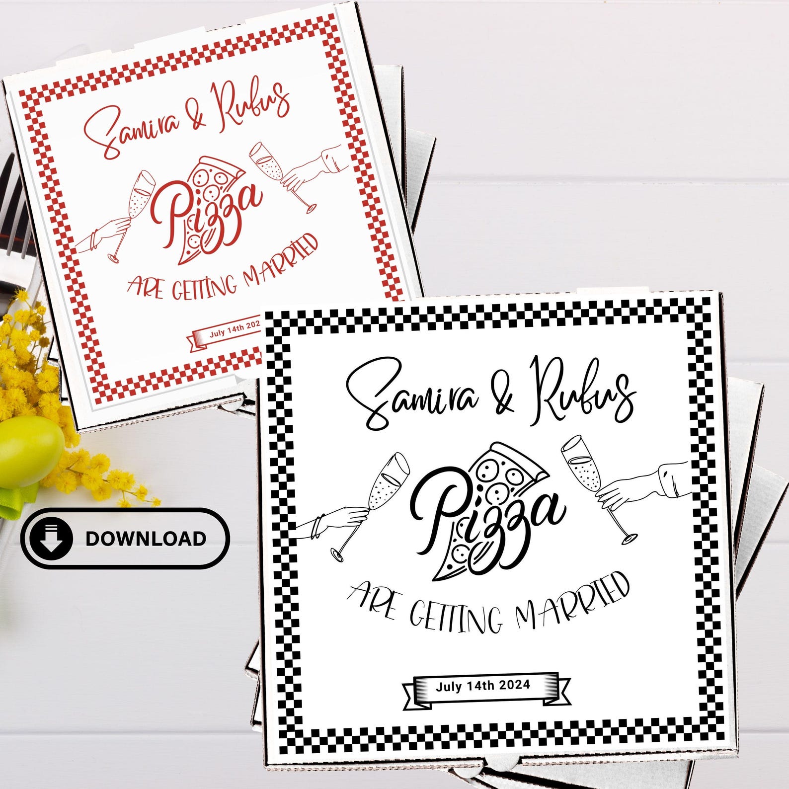 Custom Pizza Box Wedding Pizza Box Personalizable Pizza Box Pizza ...