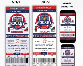 Hockey Ticket Invitation Hockey Birthday Invitation Hockey Game Ticket ...