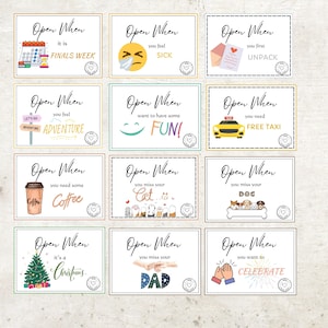 Open When Cards College Printable Open When Letter Labels for Students ...