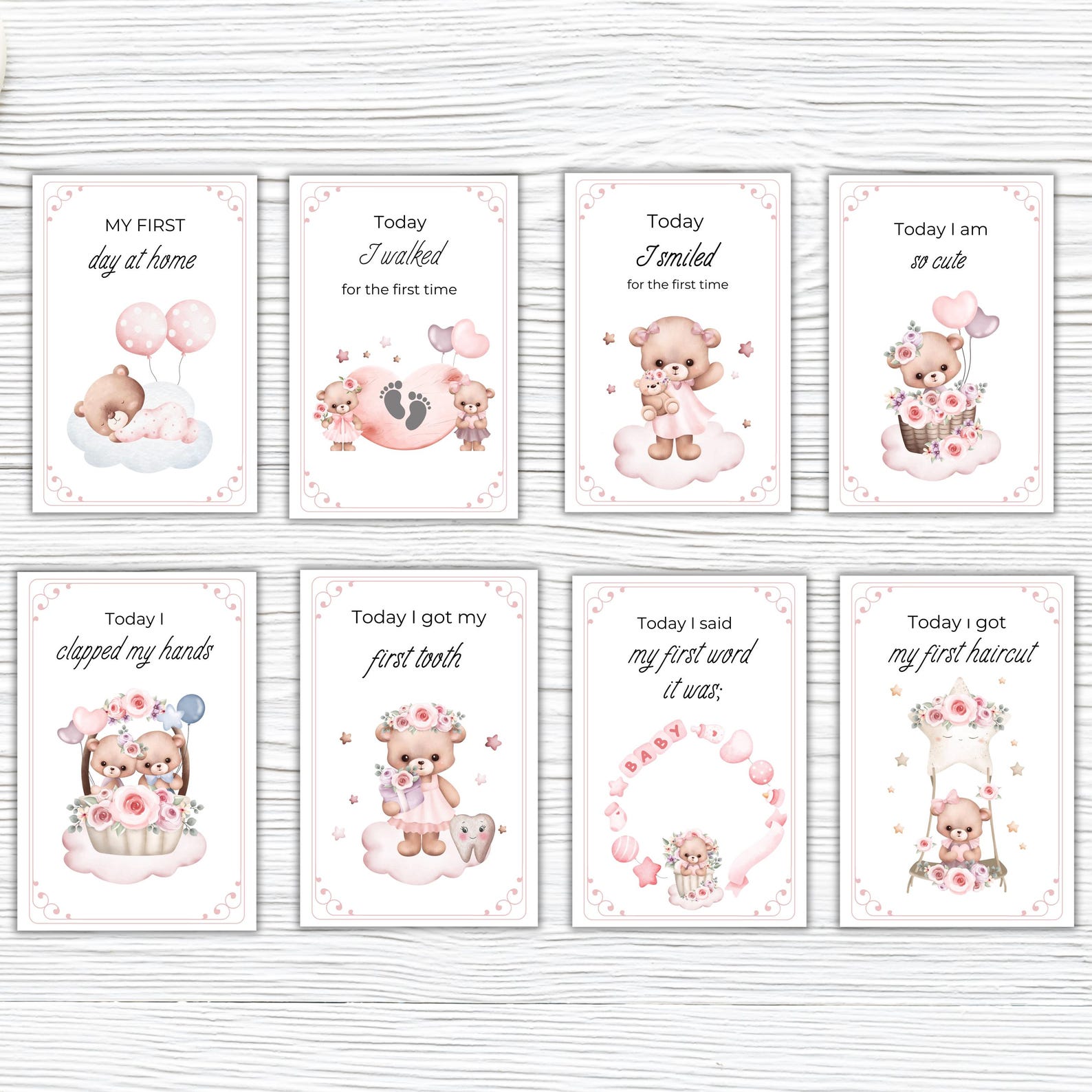 Baby Girl Milestone Card Baby Month Cards Monthly Milestone Cards New ...