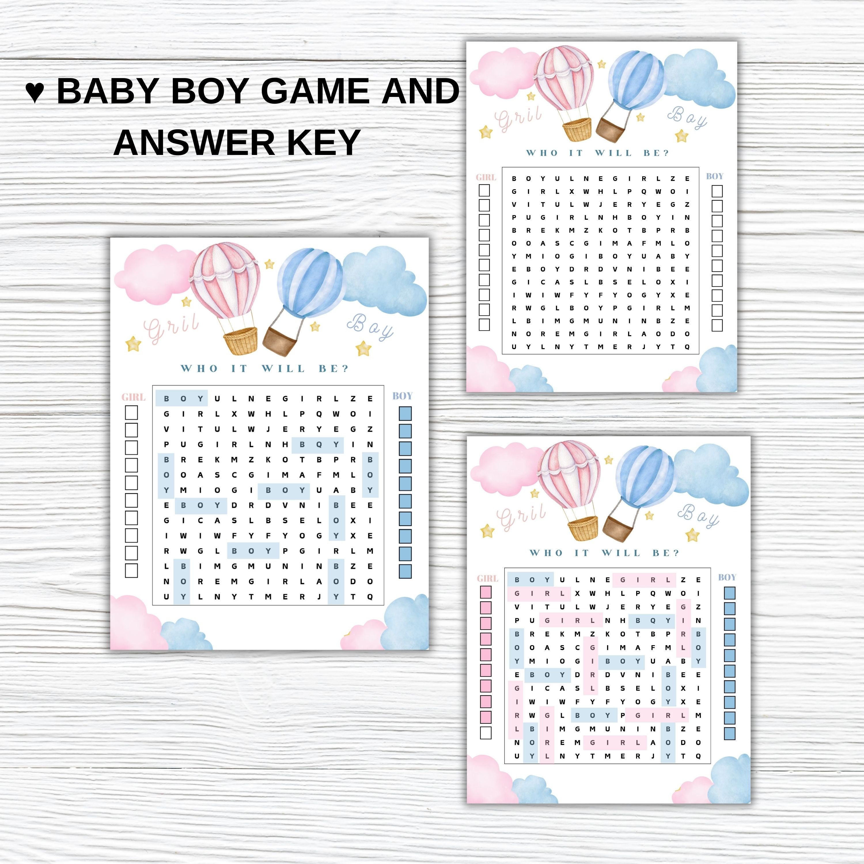 Gender Reveal Word Search Game Boy or Girl Gender Reveal Word Search ...
