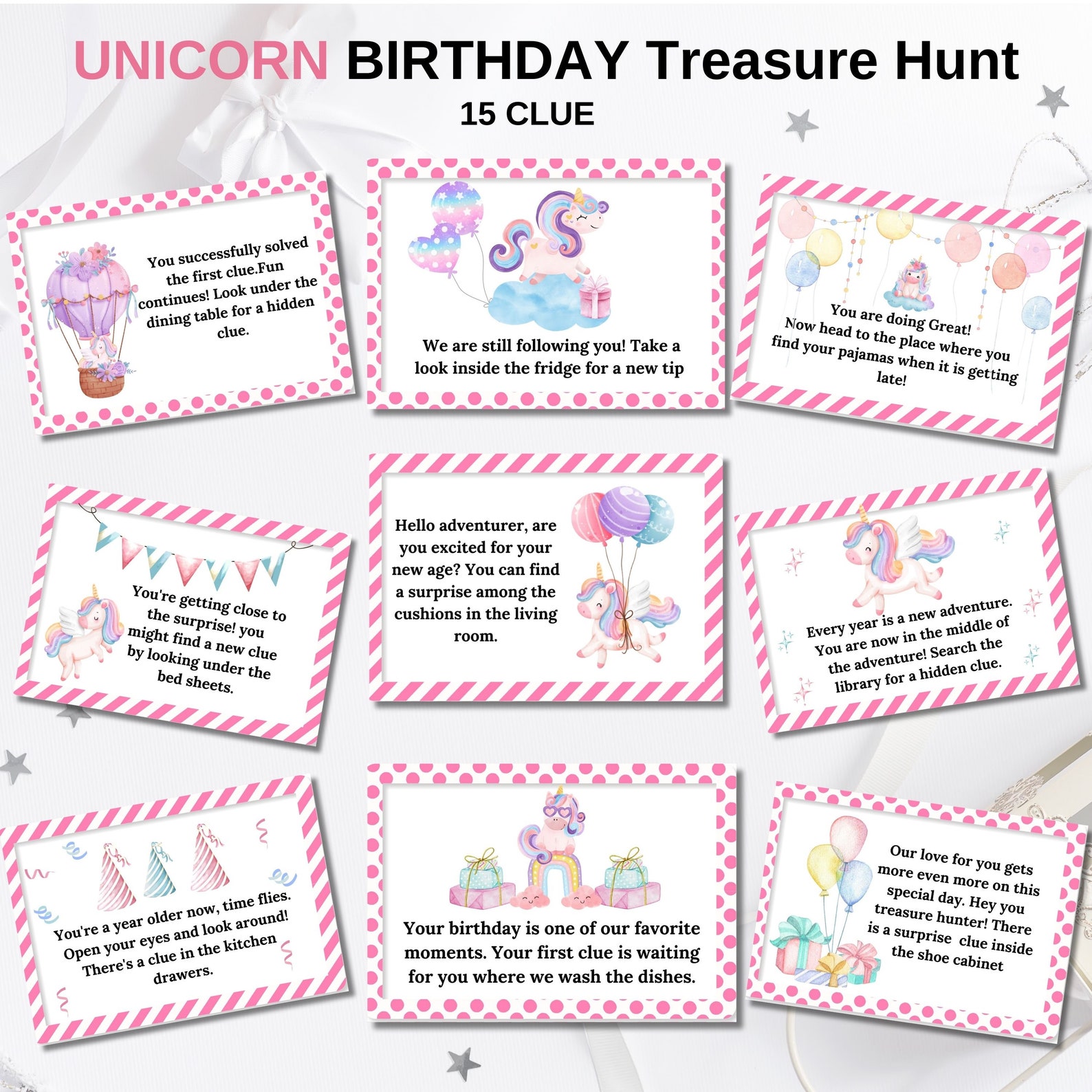 Unicorn Birthday Treasure Hunt Unicorn Birthday Scavenger Hunt Treasure ...