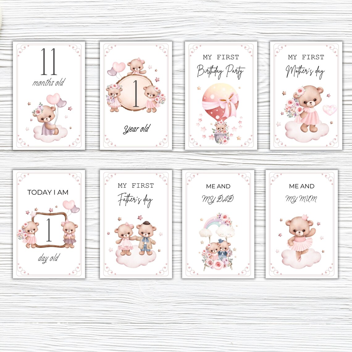 Baby Girl Milestone Card Baby Month Cards Monthly Milestone Cards New ...
