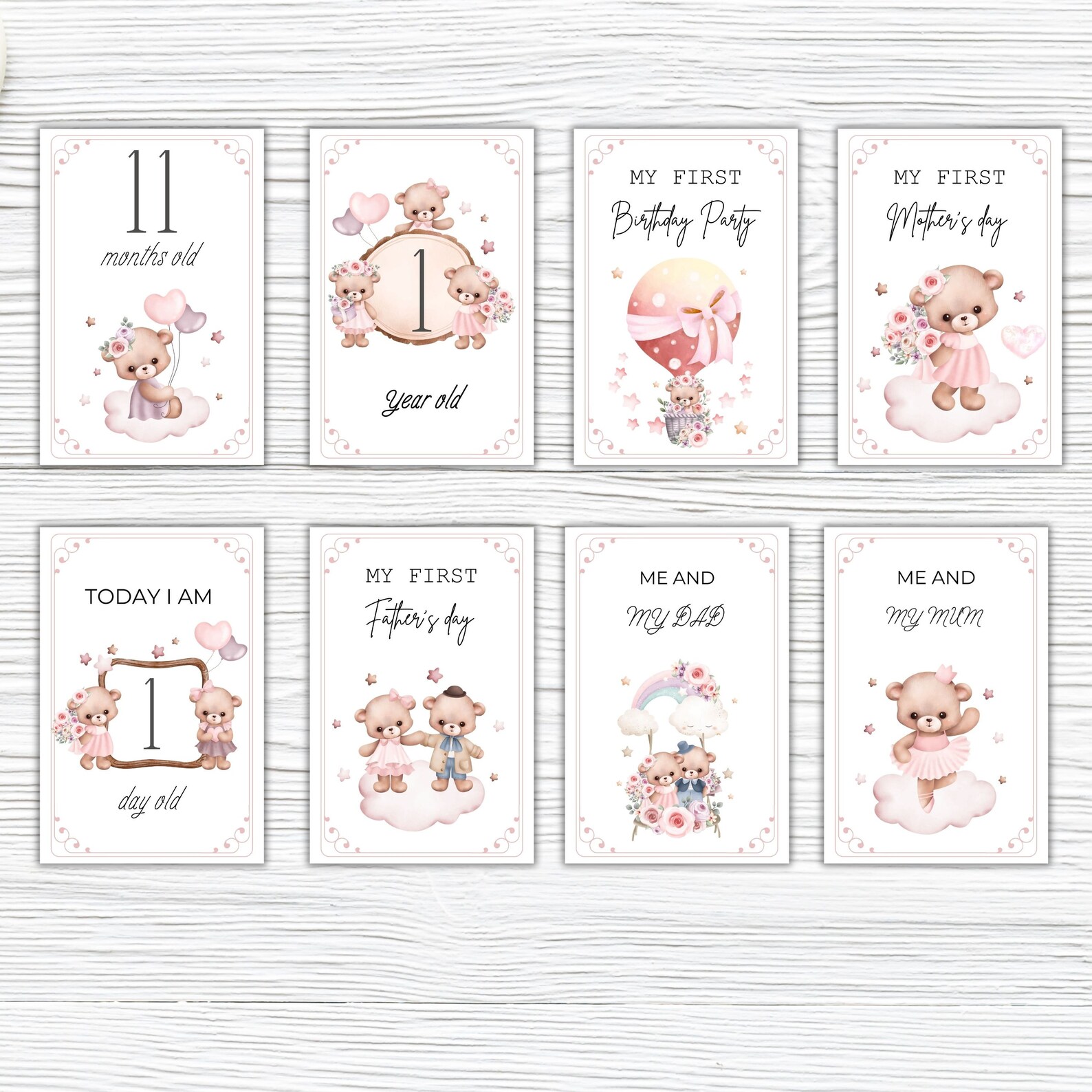 Baby Girl Milestone Card Baby Month Cards Monthly Milestone Cards New ...