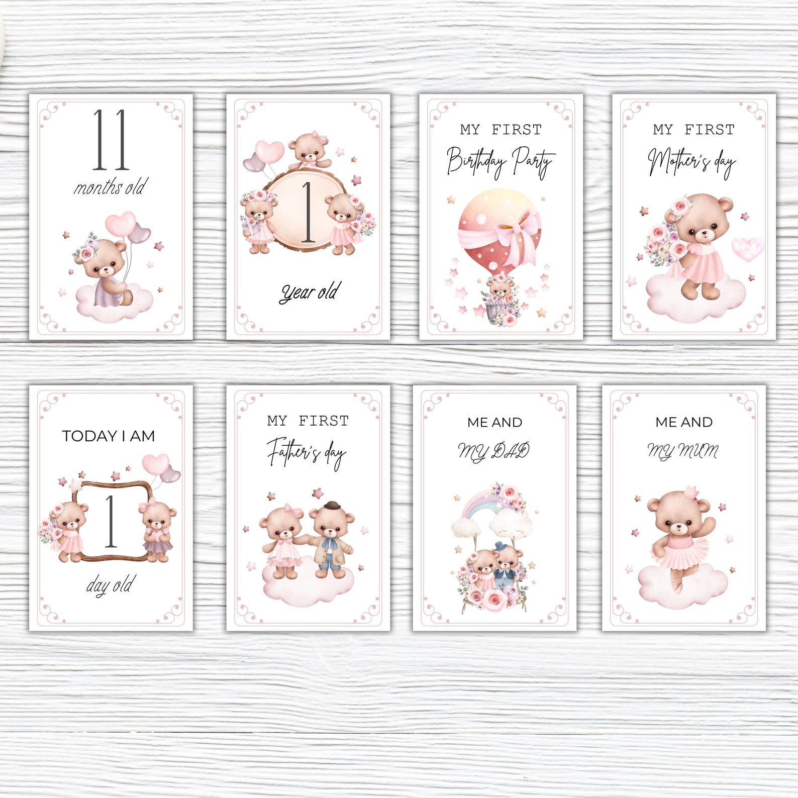 Baby Girl Milestone Card Baby Month Cards Monthly Milestone Cards New ...