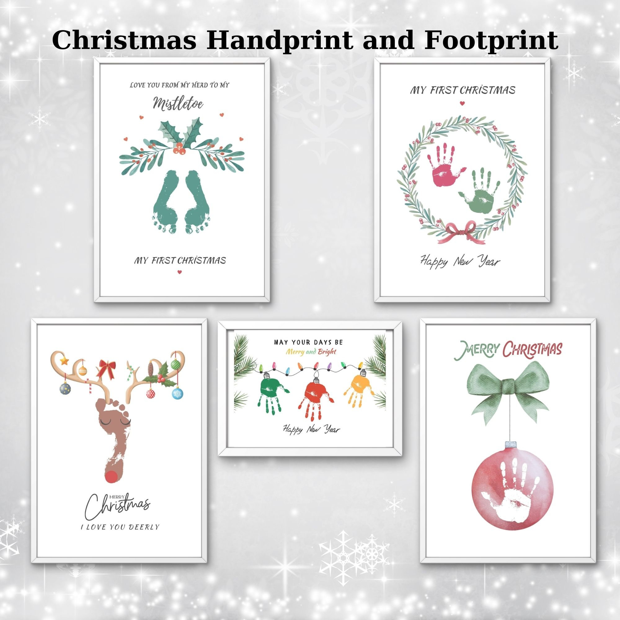 Christmas Footprint Handprint Art Printable Christmas Handprint Craft ...