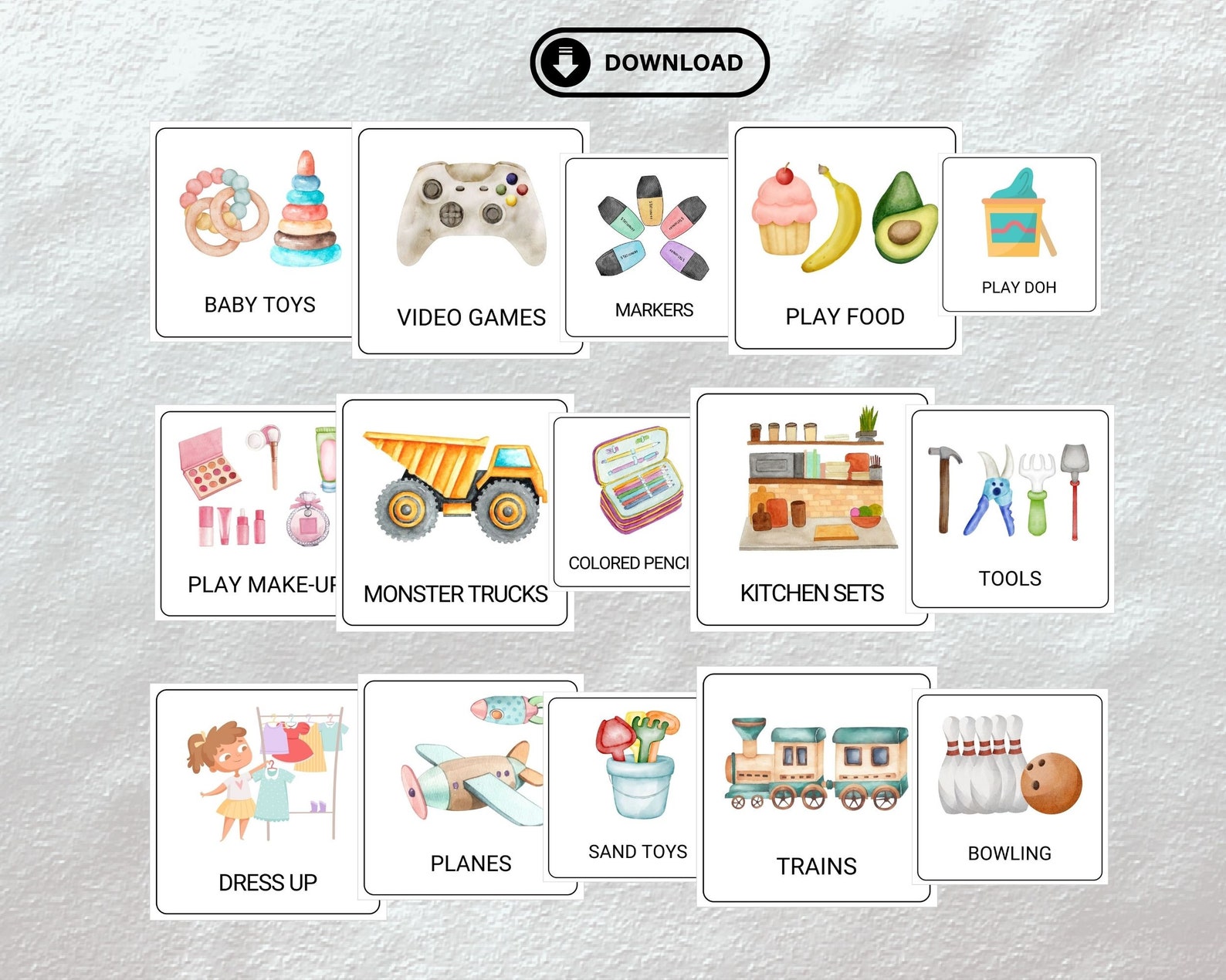 Toy Bin Storage Labels Printable Kid Room Labels Preschool Toy Storage ...