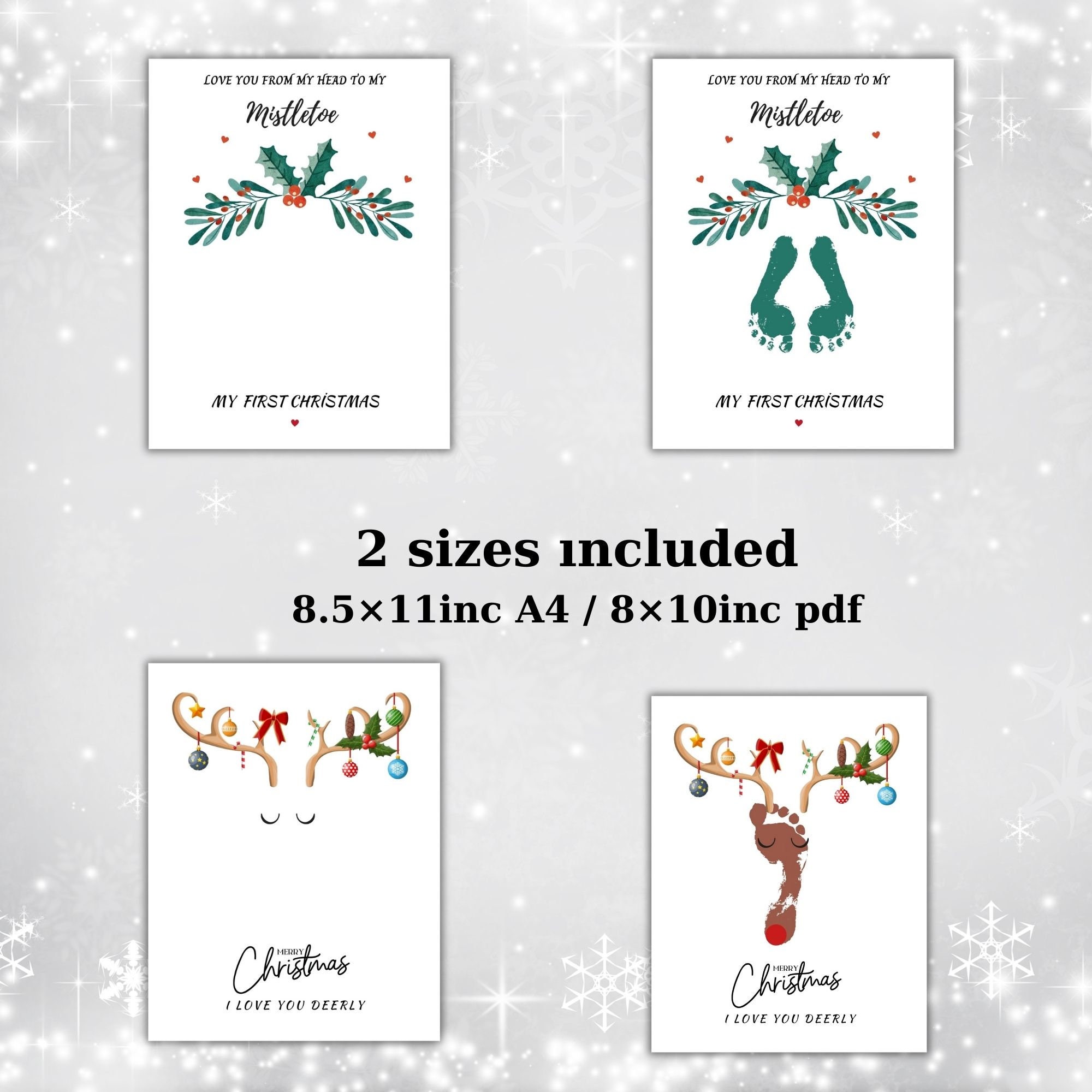 Christmas Footprint Handprint Art Printable Christmas Handprint Craft ...