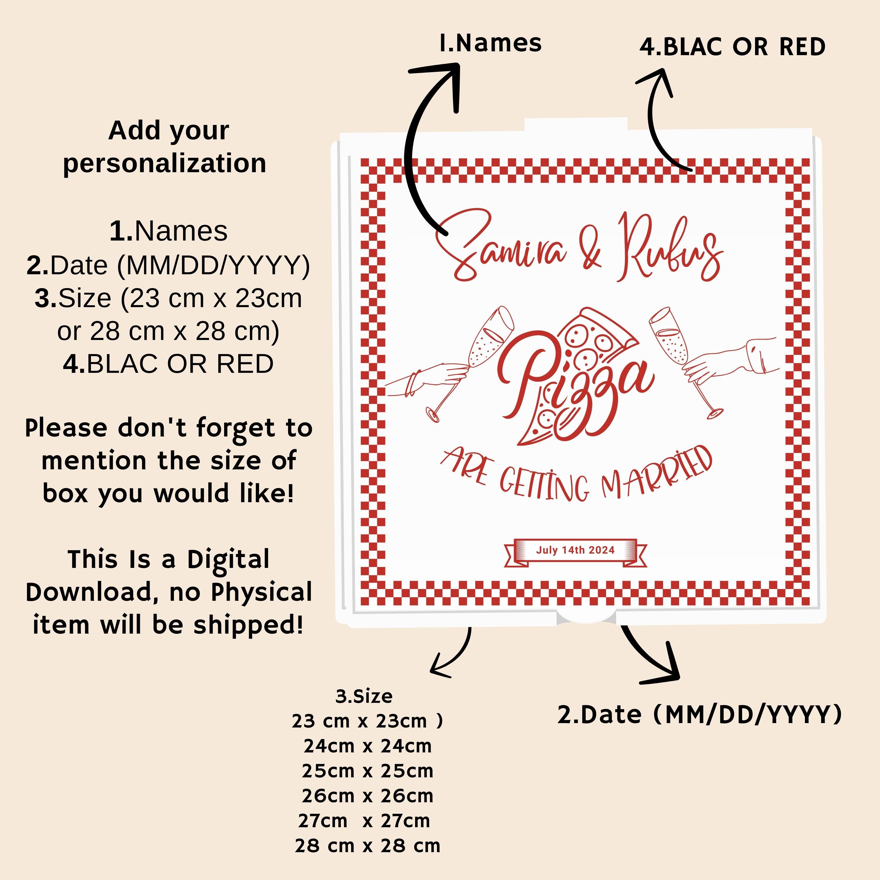 Custom Pizza Box Wedding Pizza Box Personalizable Pizza Box Pizza ...