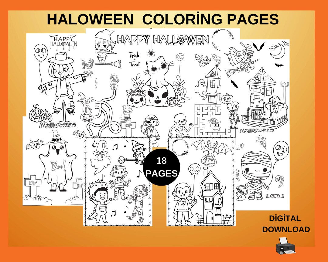 Halloween Coloring Pages Kids Halloween Coloring Sheets - Etsy