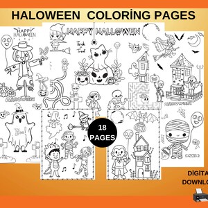 Halloween Coloring Pages Kids Halloween Coloring Sheets - Etsy