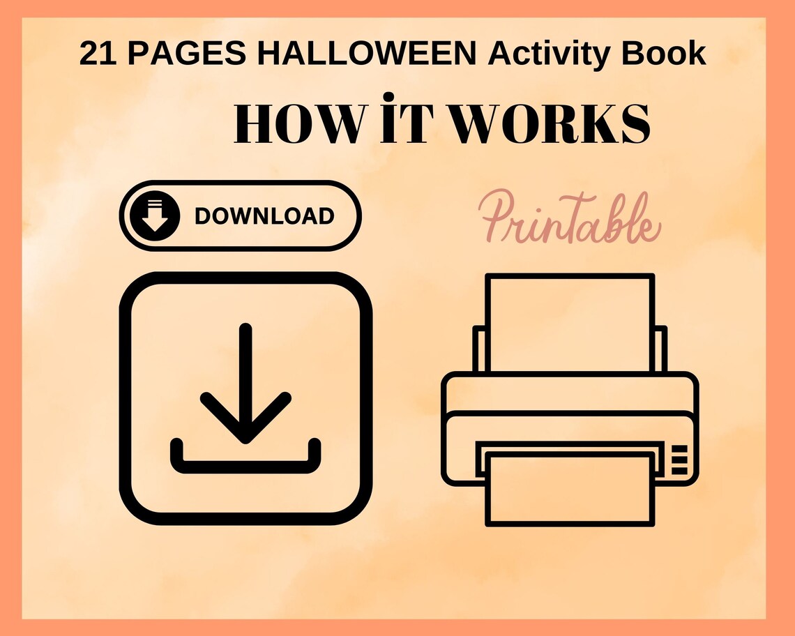 Halloween Kids Coloring Page Halloween Activity Book Halloween - Etsy