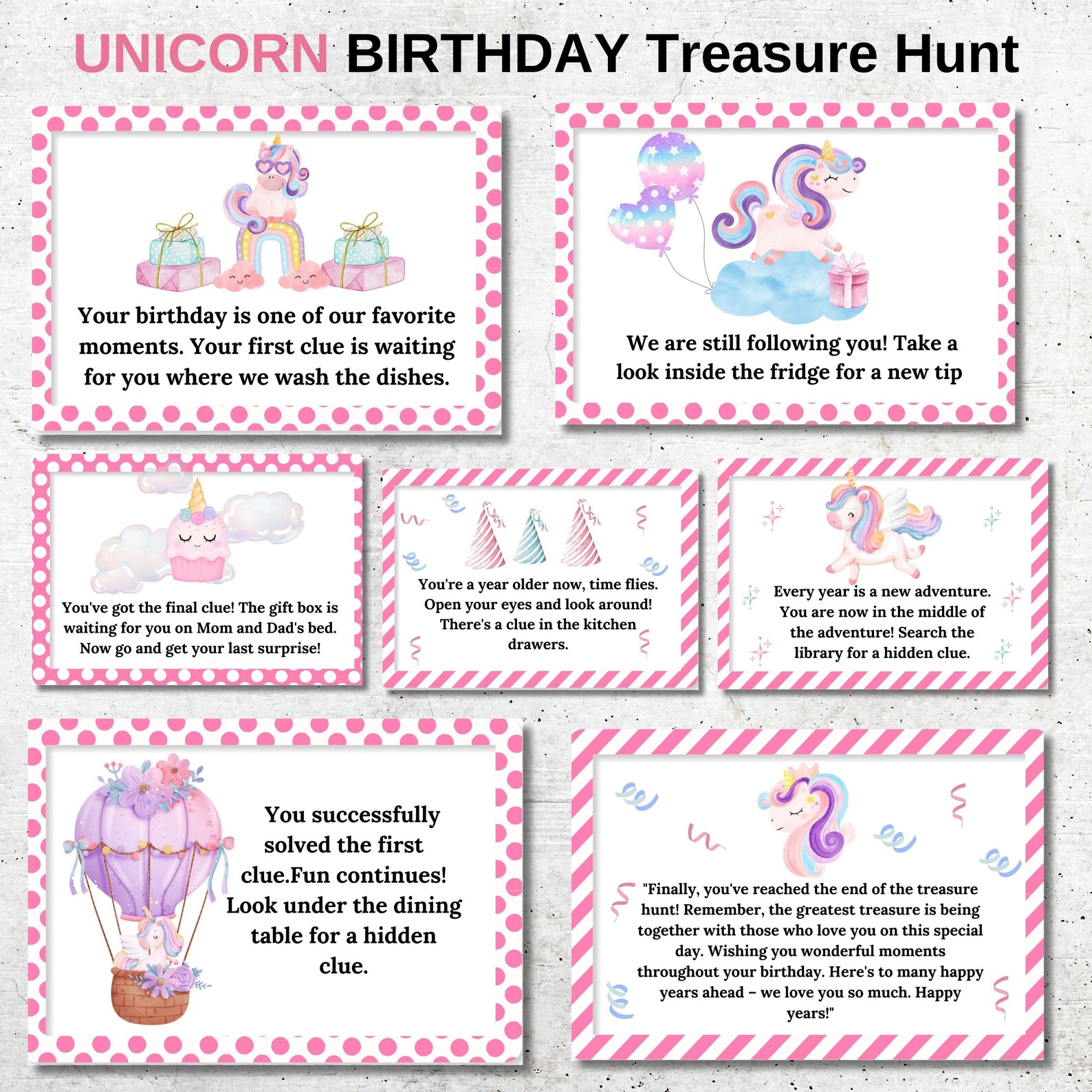 Unicorn Birthday Treasure Hunt Unicorn Birthday Scavenger Hunt Treasure ...