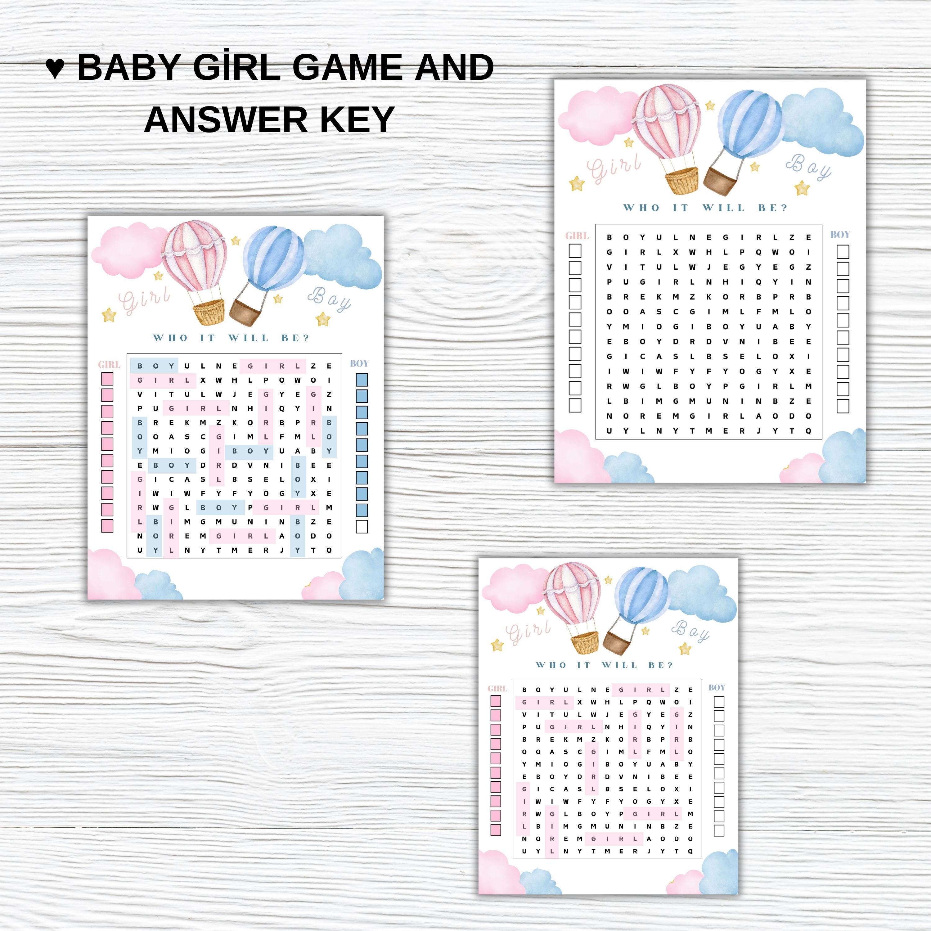 Gender Reveal Word Search Game Boy or Girl Gender Reveal Word Search ...