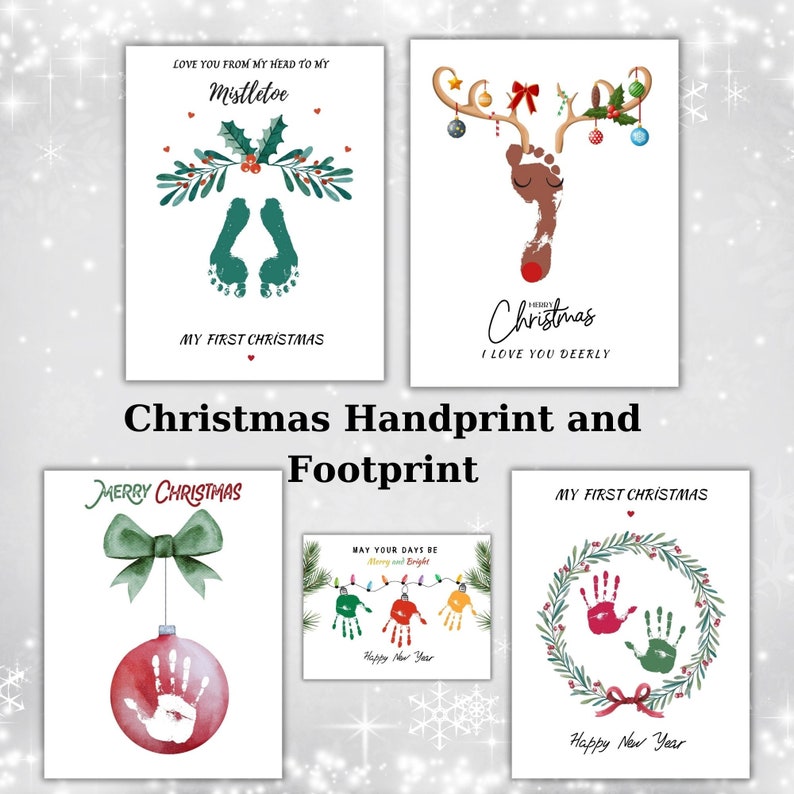 Christmas Footprint Handprint Art Printable Christmas Handprint Craft ...