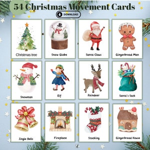 Kids Christmas Flash Cards Printable Christmas Movement Cards Christmas ...