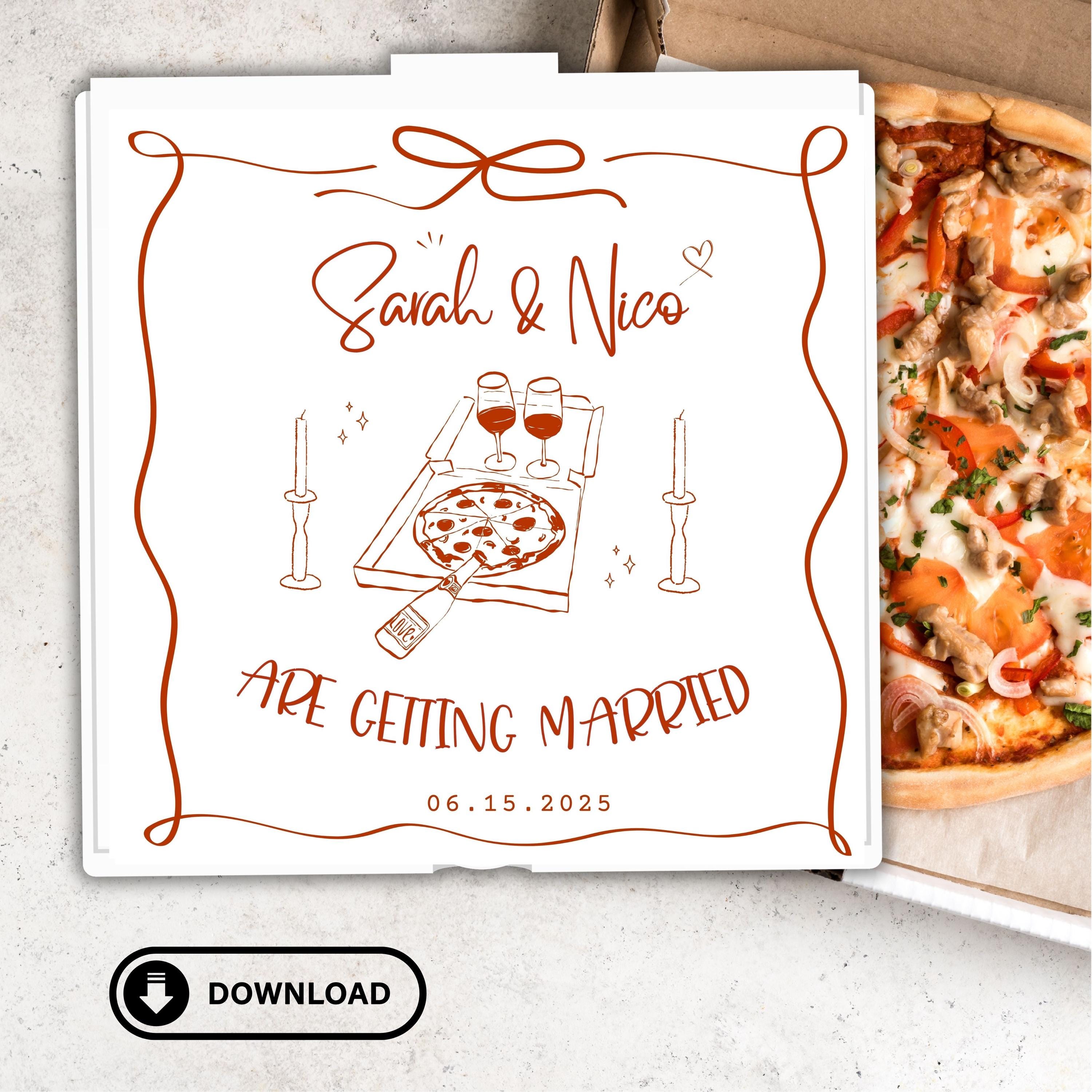 Pizza Box Wedding Personalizable Pizza Box Custom Pizza Box Sticker ...